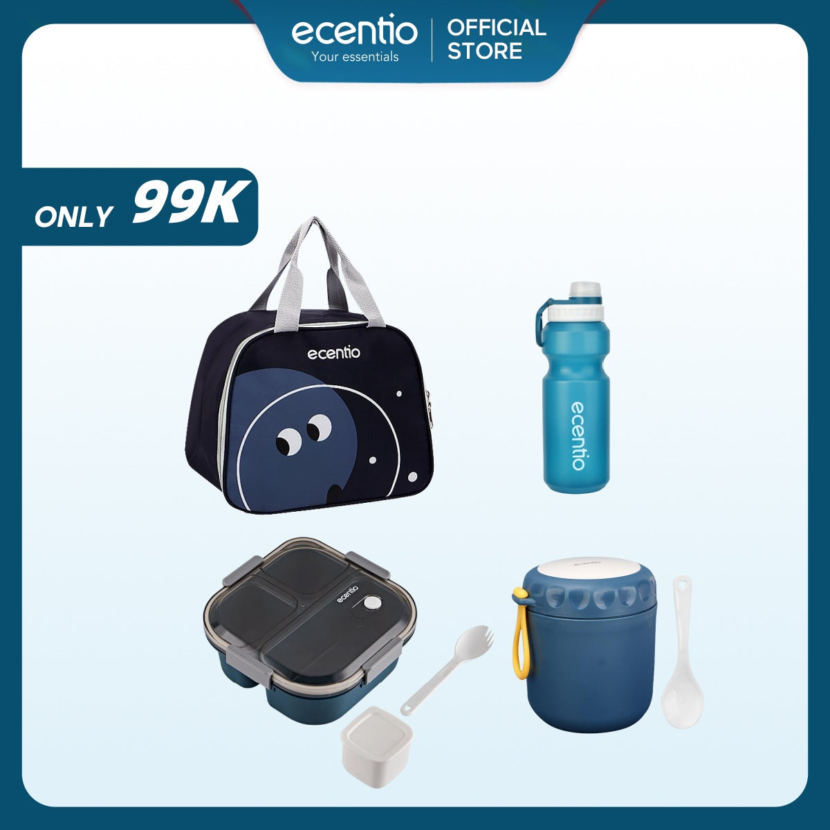 【99K 4pcs】ecentio lunch box set kotak makan tumbler set