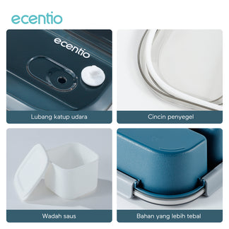 ecentio 3grid 1100ml Kotak makan+Botol minum 2pcs set