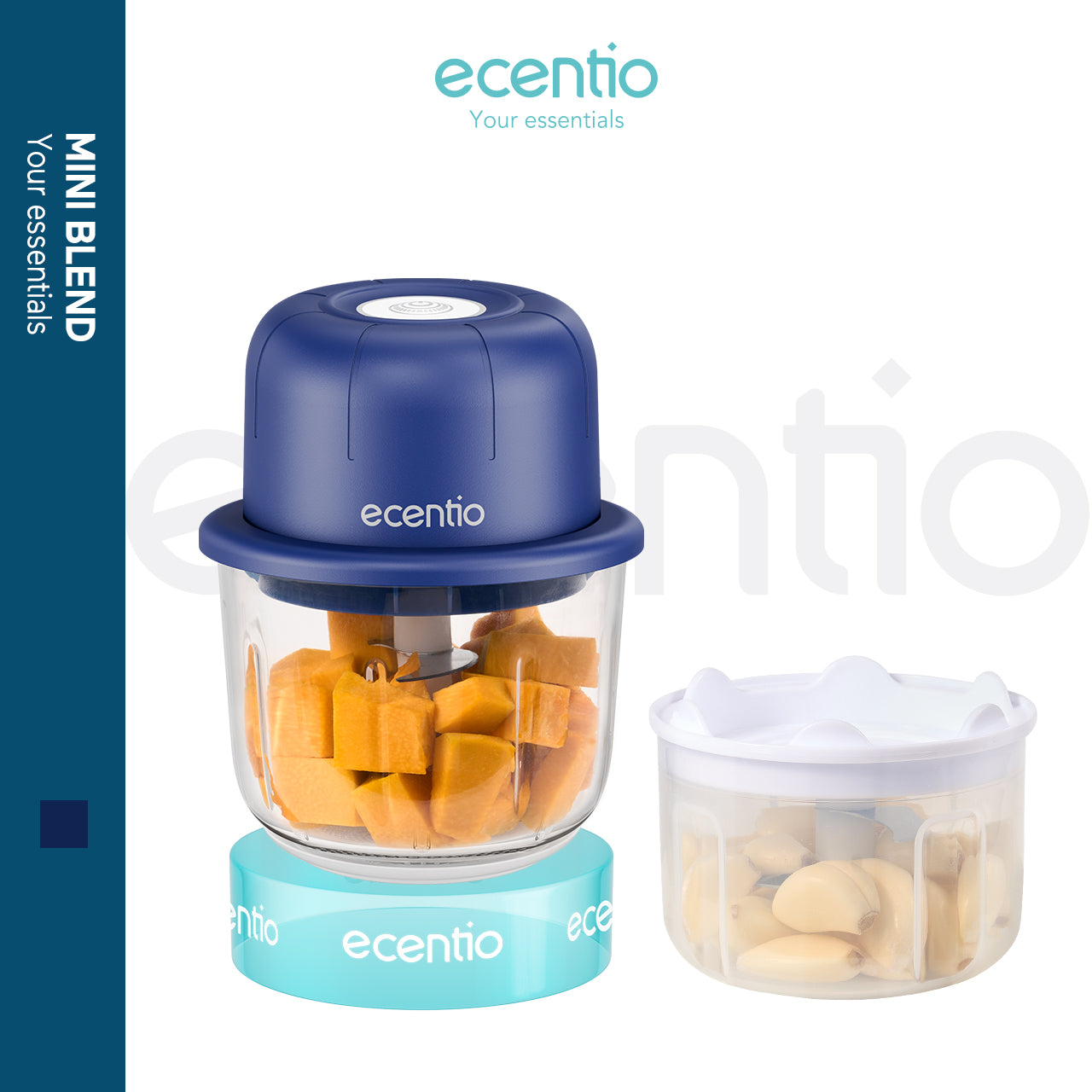 ecentio chopper mini kaca 2in1 Blender 6 pisau+3 pisau Penggiling Dagi
